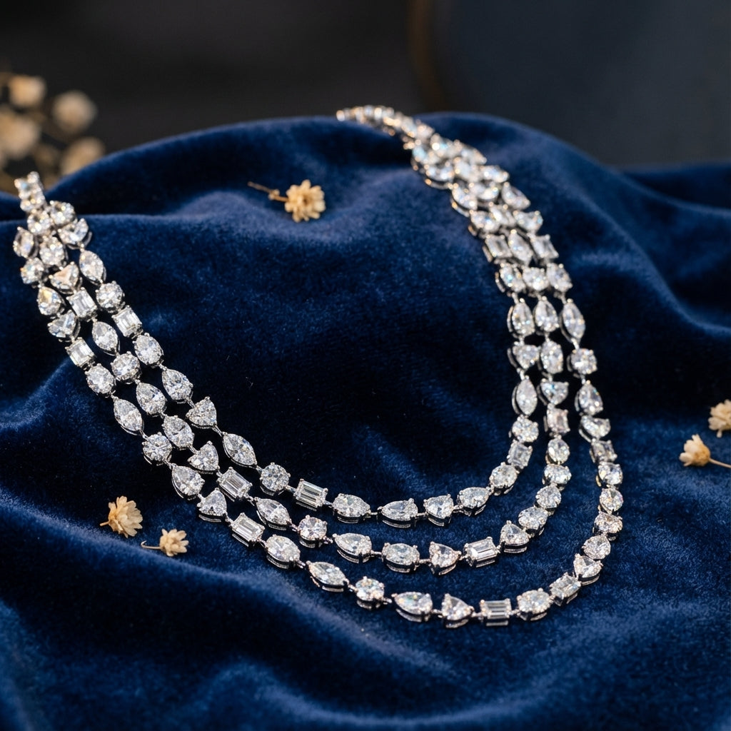 58 TCW Fancy Line Three Necklace – Leeba