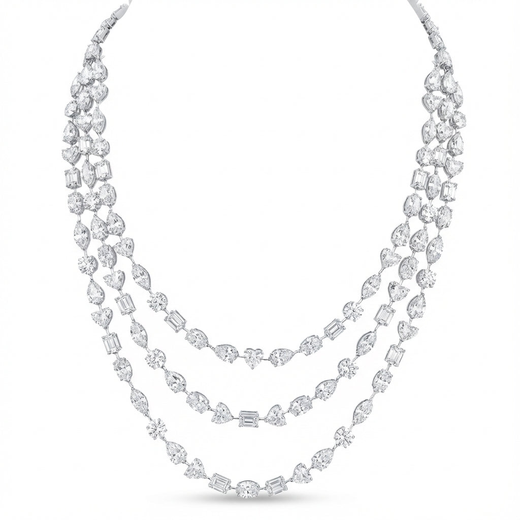 58 TCW Fancy Line Three Necklace – Leeba